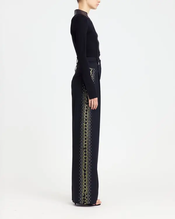 16Arlington Ivlia High-waisted Wide-leg Trousers With Crystal Embellishments