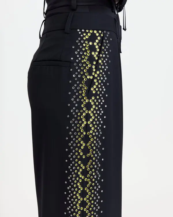 16Arlington Ivlia High-waisted Wide-leg Trousers With Crystal Embellishments