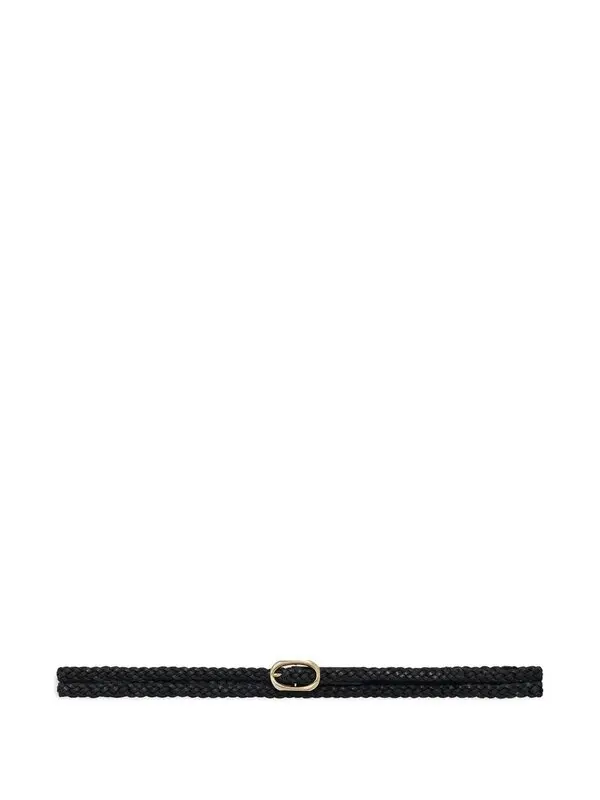 ANINE BING Braided Leather Belt With Gold Buckle