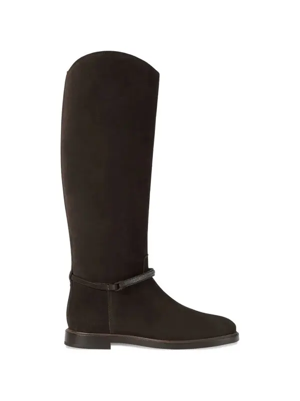 Brunello Cucinelli Knee High Suede Boots - Gray