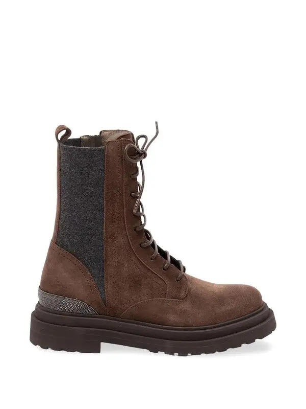Brunello Cucinelli Leather Lace-up Boots - Brown