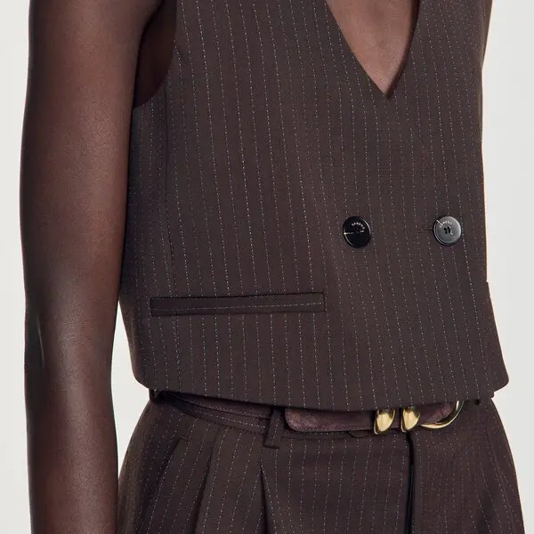 Sandro Striped Cropped Vest