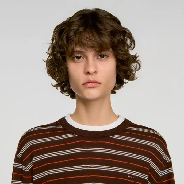 Sandro Striped Wool Sweater With Trompe-l'ail Neckline