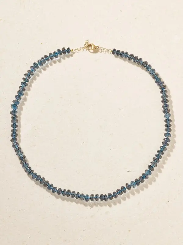 Jia Jia 14-karat Gold Beaded Topaz Necklace - Blue