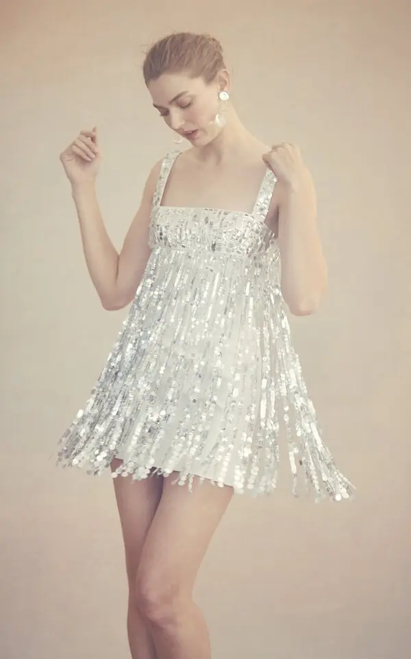 ALEXANDRA PIJUT Elsa Dress In Silk Wool With Fringe