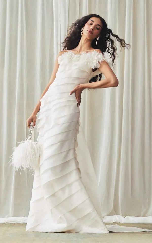 ALEXANDRA PIJUT Patti Gown In Ivory Satin Face Organza