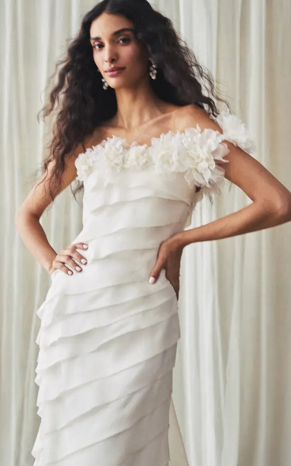 ALEXANDRA PIJUT Patti Gown In Ivory Satin Face Organza