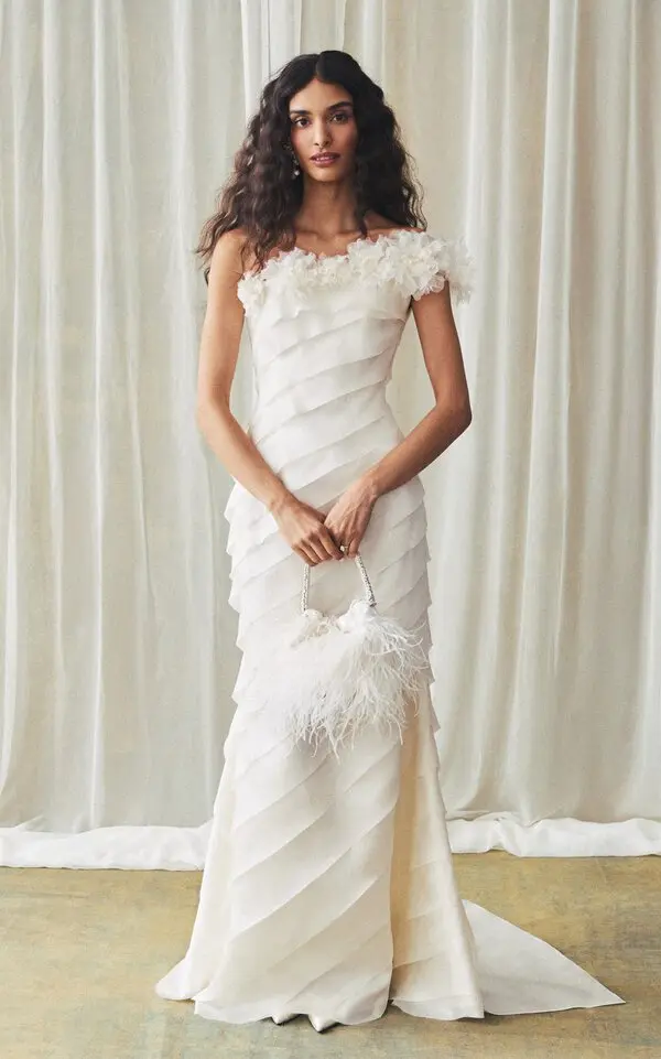 ALEXANDRA PIJUT Patti Gown In Ivory Satin Face Organza