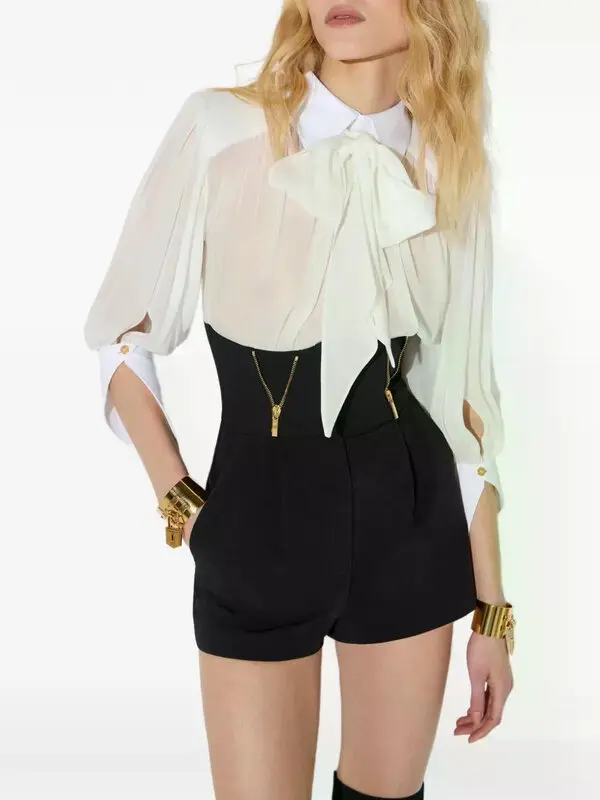 Elisabetta Franchi Georgette And Technical Fabric Romper Suit
