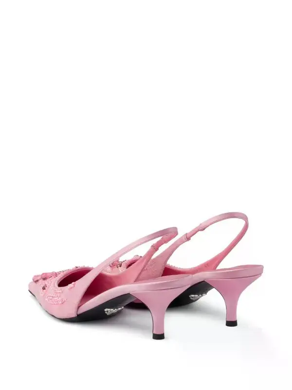 Prada Embroidered Satin Slingback Pumps