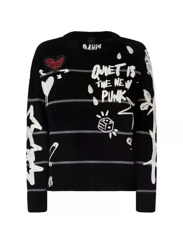 Pinko Intarsia-knit Sequin-embellished Sweater