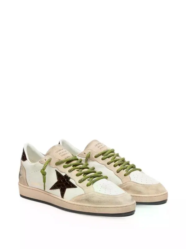 GOLDEN GOOSE Ball Star In Leather With Burgundy Croc-effect Star - White