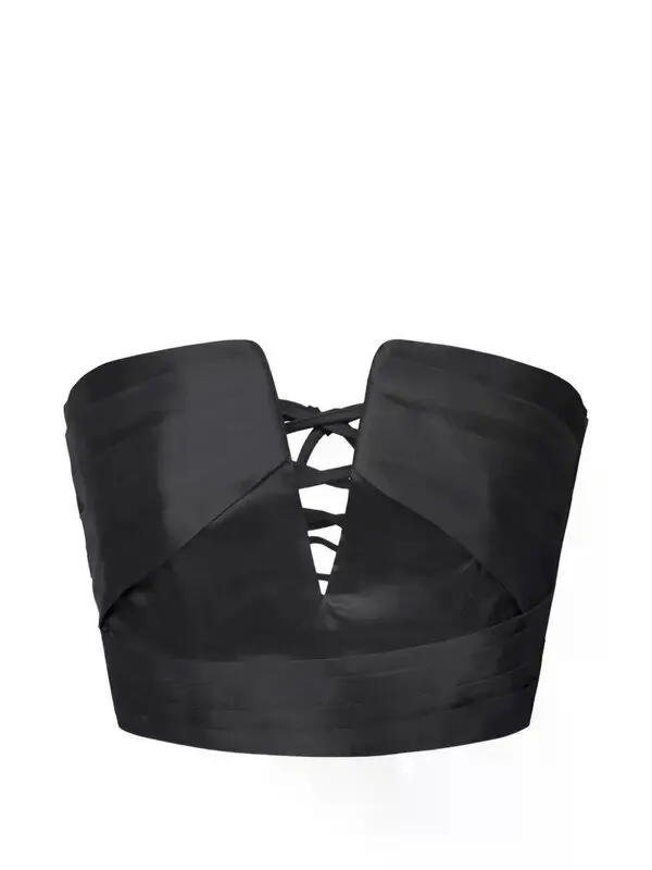 Elisabetta Franchi Gazar Off-the-shoulder V-neck Top With Tulle Veil - Black