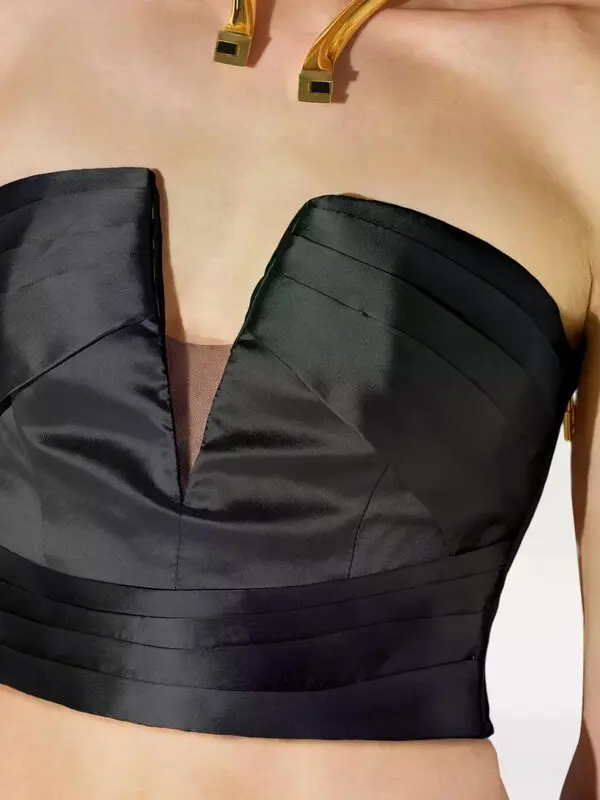 Elisabetta Franchi Gazar Off-the-shoulder V-neck Top With Tulle Veil