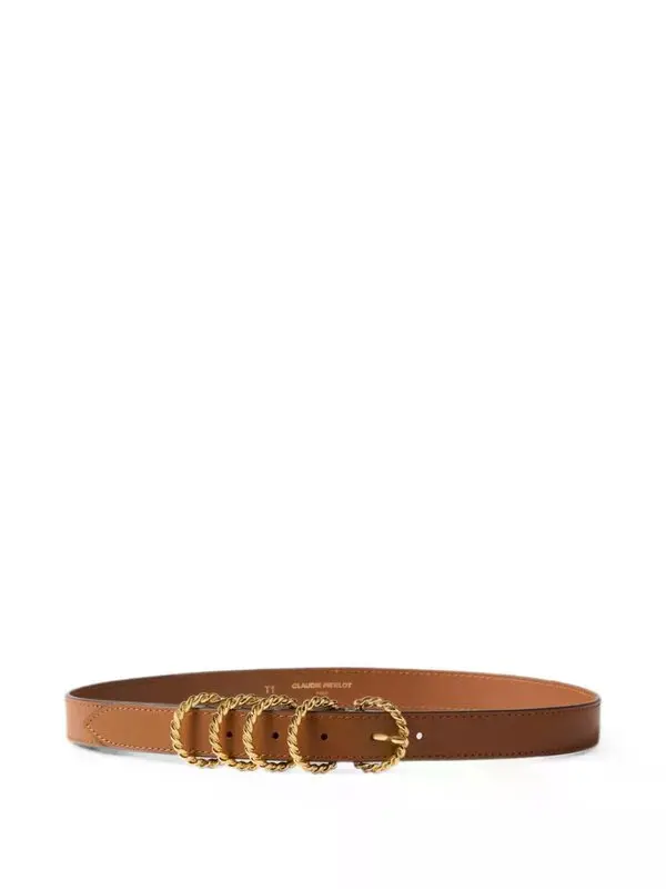Claudie Pierlot Leather Belt With Gold Buckle - Brown