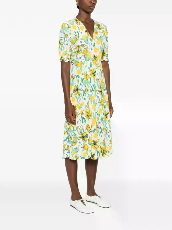Diane Von Furstenberg Jemma Floral Print Midi Dress