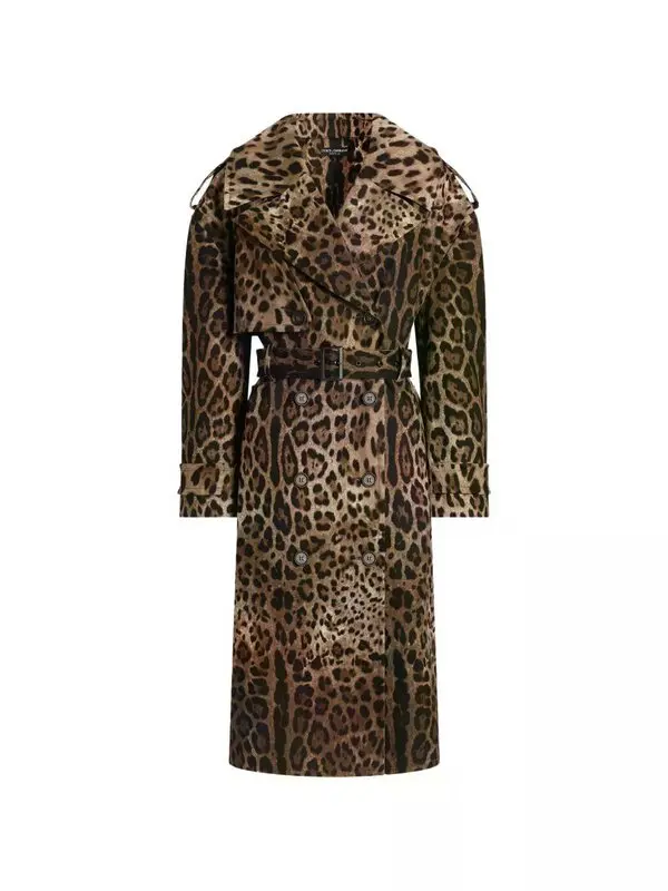 Dolce & Gabbana Double-breasted Leo-print Cotton Drill Coat