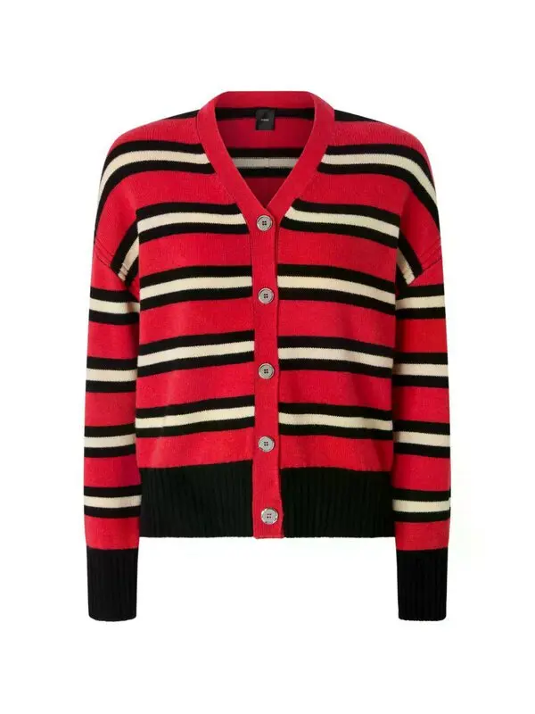 Pinko Striped V-neck Button-up Cardigan
