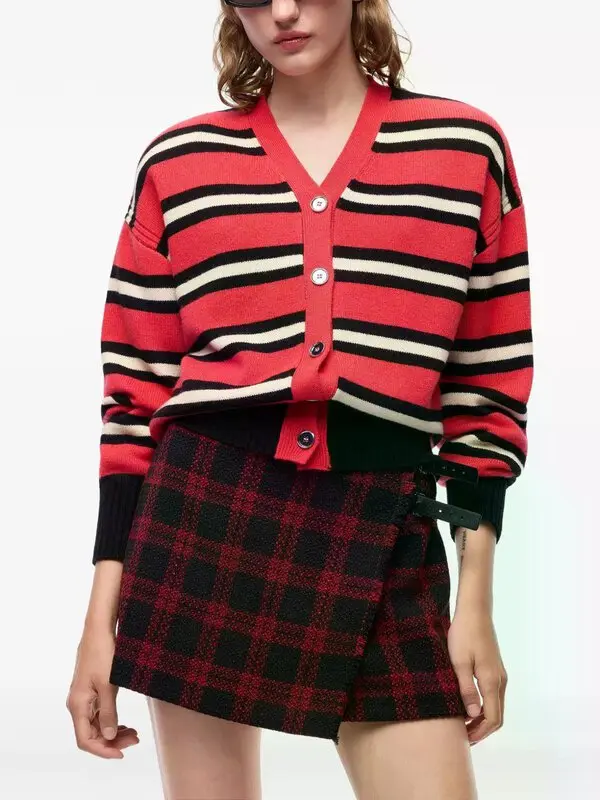 Pinko Striped V-neck Button-up Cardigan