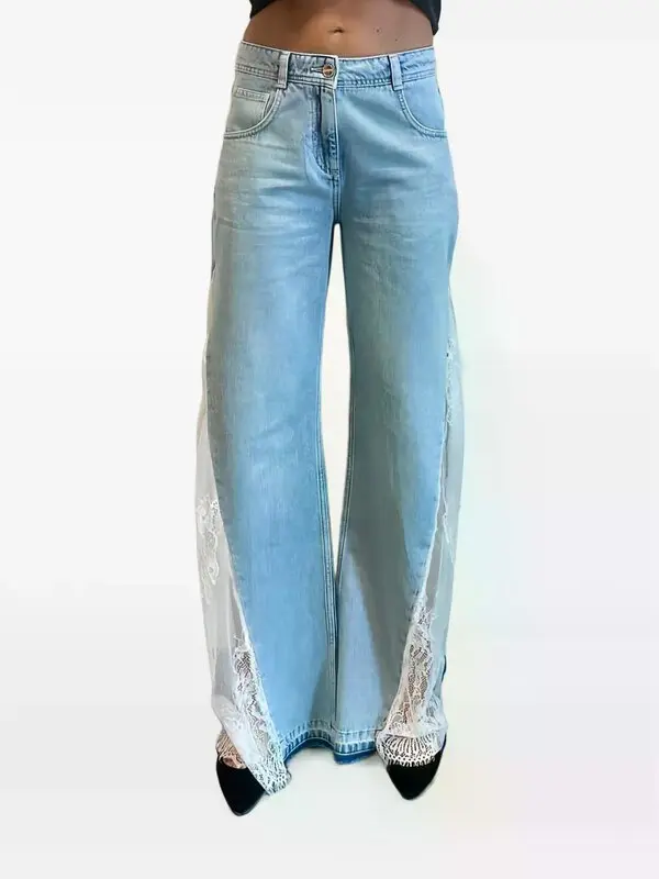 BLUGIRL Lace-panelled Wide-leg Jeans