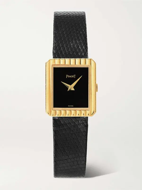 STEPHANIE WINDSOR Piaget Vintage 1981 Mini Protocole 18kt Yellow And Onyx Watch - Gold