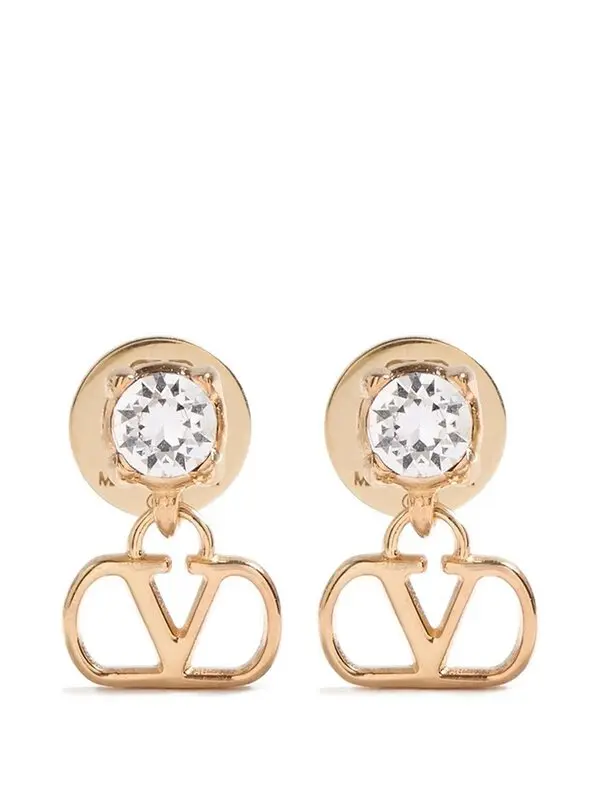 Valentino Garavani Vlogo Signature Earrings In Metal And Swarovski Crystal - Metallic