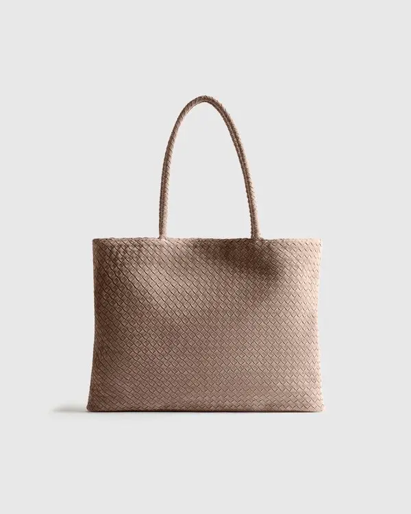 Quince Siena Suede Handwoven Tote - Pebble