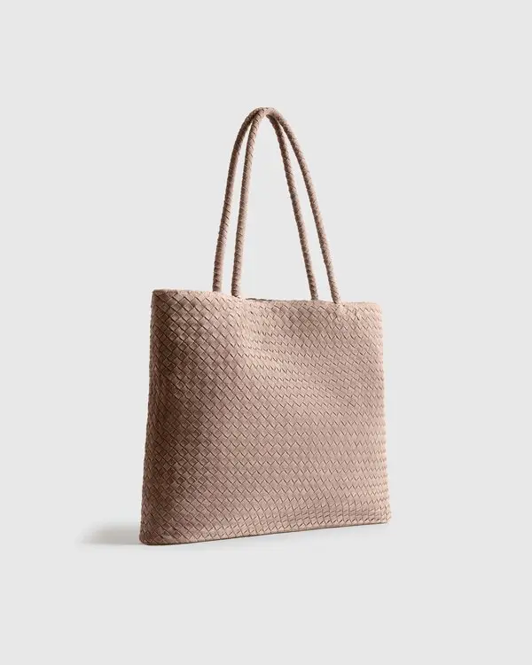 Quince Siena Suede Handwoven Tote - Pebble