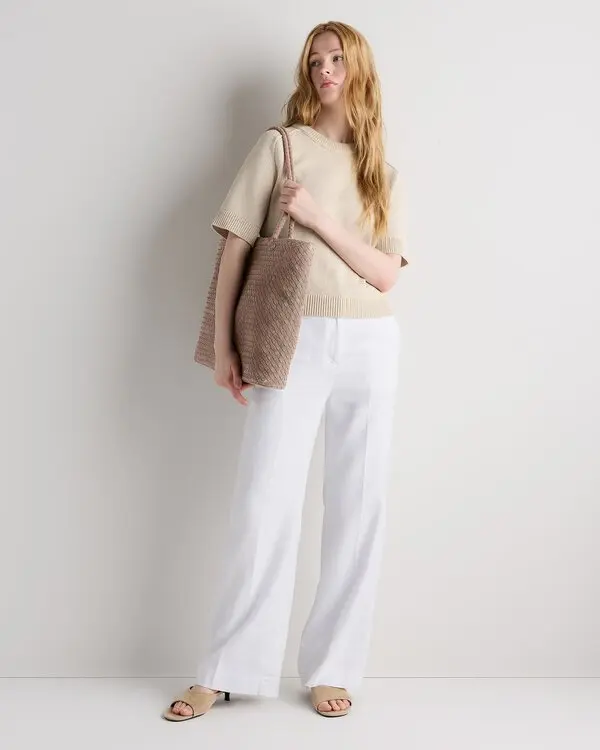 Quince Siena Suede Handwoven Tote - Pebble
