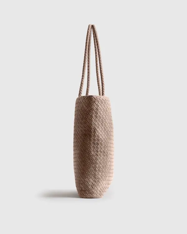 Quince Siena Suede Handwoven Tote - Pebble