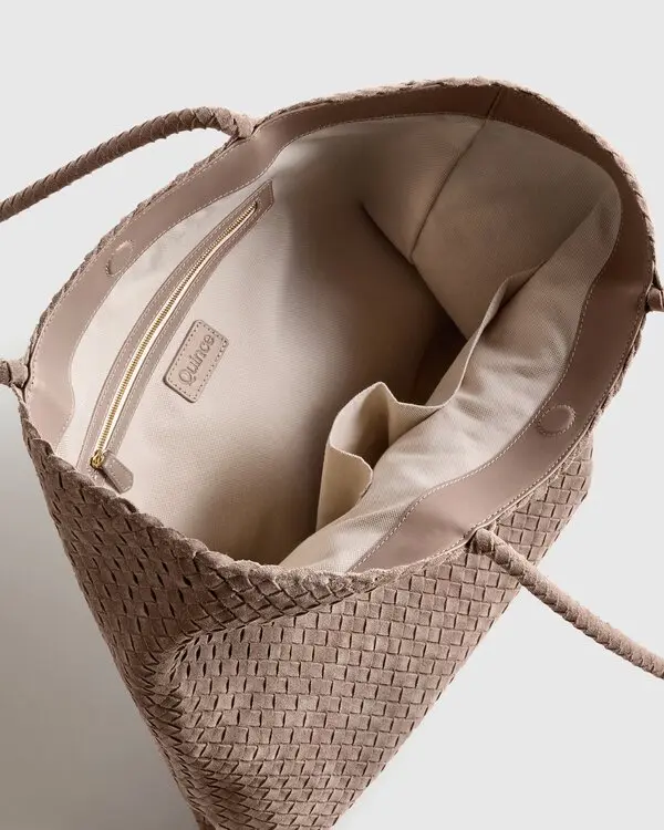Quince Siena Suede Handwoven Tote - Pebble