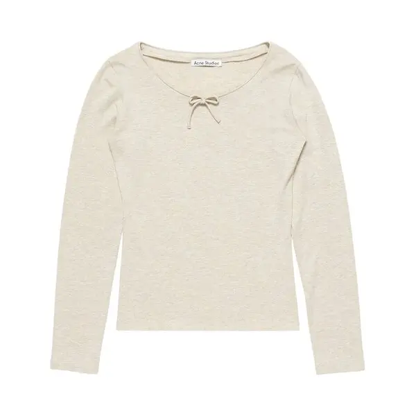 Acne Studios Soft Light Long Sleeve Top With Bow Detail