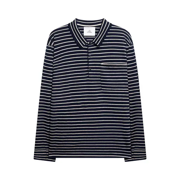 THE ELDER STATESMAN Superlight Polo Shirt 'navy/canvas