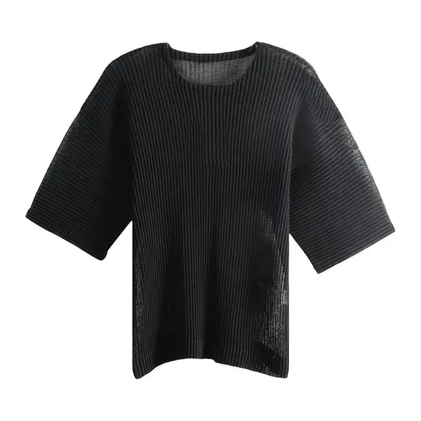 Issey Miyake Pleated Mesh T-shirt - Black