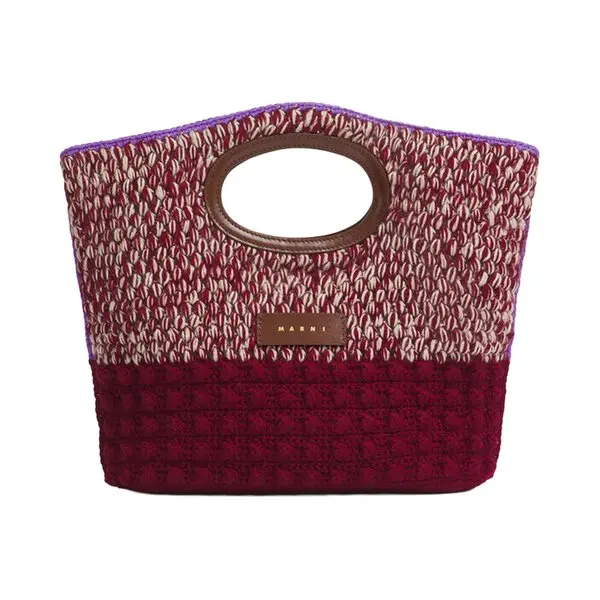 Marni Knitted Clutch Handbag 'wine/peachskin