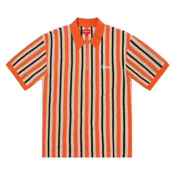 Supreme Open Knit Stripe Zip Polo