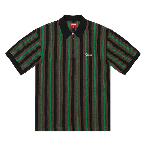 Supreme Open Knit Stripe Zip Polo