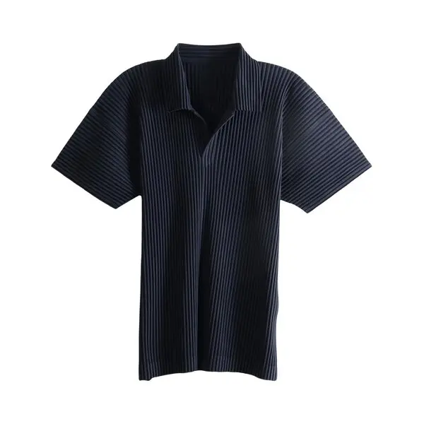 Issey Miyake Pleated Polo Shirt - Blue