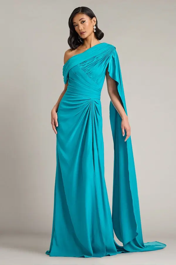 Tadashi Shoji Ember Cape Sleeve Gown - Teal