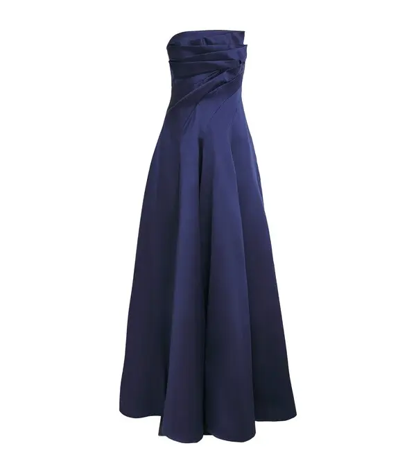 Talbot Runhof Mikado Satin Pleated Gown