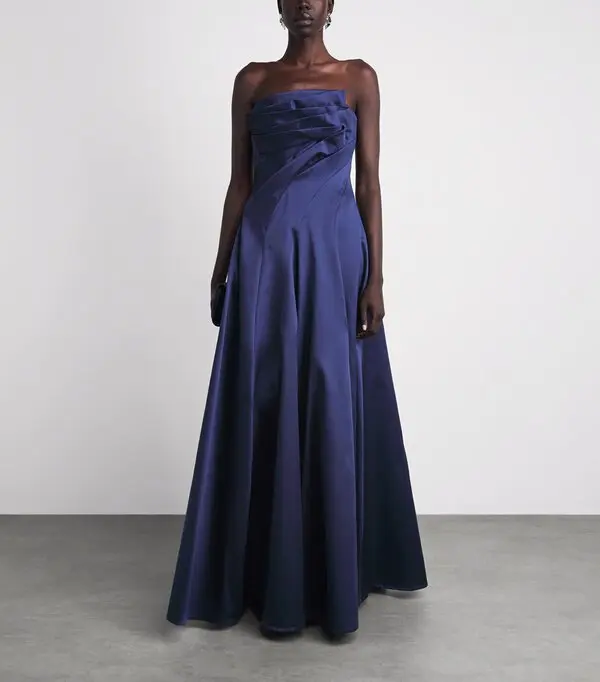 Talbot Runhof Mikado Satin Pleated Gown