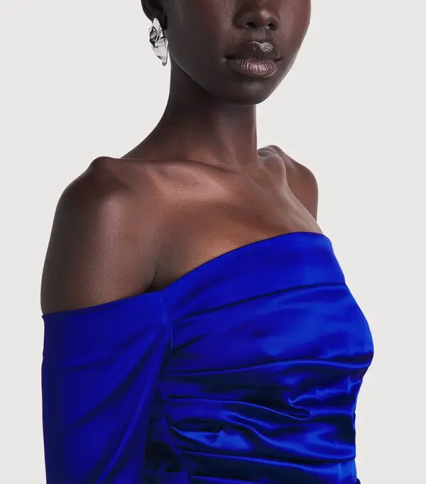 Talbot Runhof Stretch-satin Gathered Column Gown