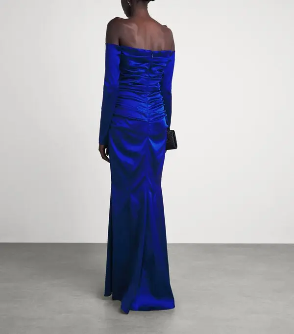 Talbot Runhof Stretch-satin Gathered Column Gown