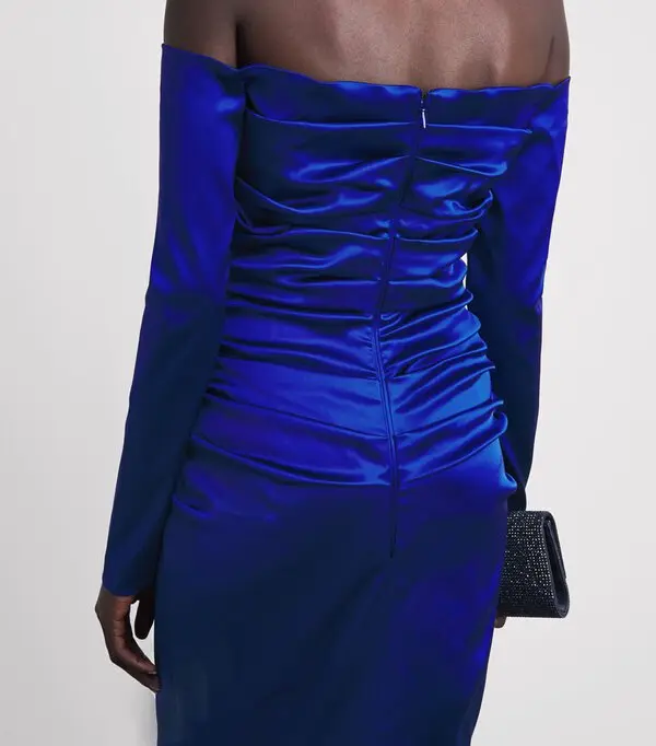 Talbot Runhof Stretch-satin Gathered Column Gown
