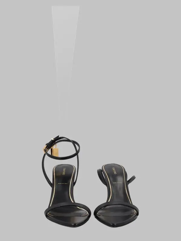 TOM FORD Leather Stiletto Sandals With Ankle Strap And Gold Tone Hardware