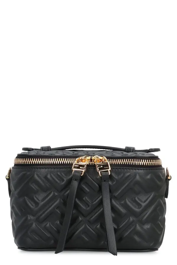 Fendi Mini Vanity Embossed Logo Leather Handbag