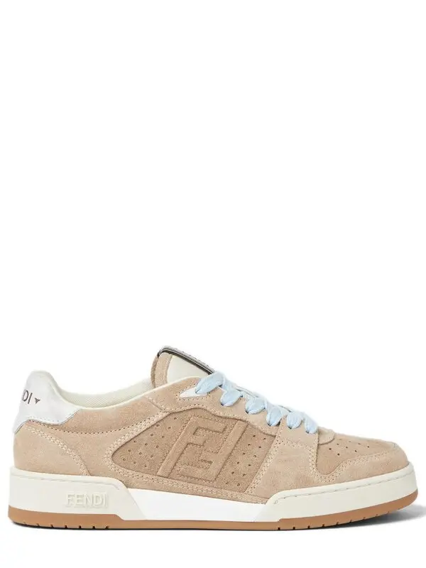 Fendi Leather Sneakers With Ff Embossing - Beige