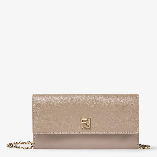 Fendi Mini Leather Flap Wallet Crossbody, 10.5 Cm - Grigio