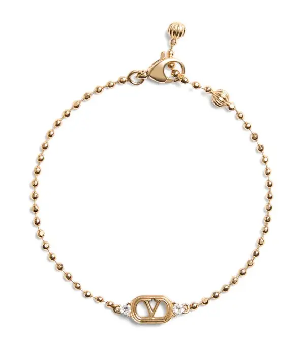 Valentino Garavani Metal Bracelet With Crystal Embellishments - Oro