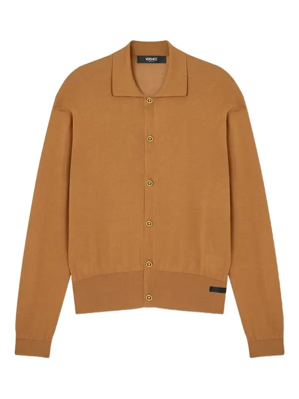 Versace Medusa Button Tailored Sweater With Pointed Collar